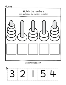 Quality number matching activity worksheets for preschoolers | Preschool365