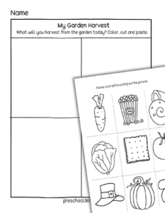 Free preschool Gardening Theme Activities L1