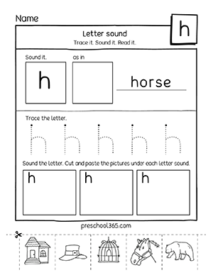 preschool-letter-h-sound-activity-sheets-horse | Preschool365