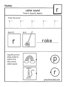 preschool-letter-r-sound-activity-sheets-rake | Preschool365