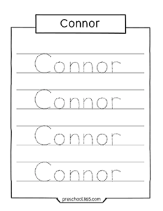Connor Preschool name tracing sheet | Preschool365