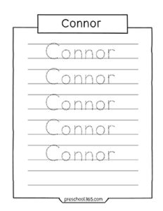 Connor Preschool name tracing sheet | Preschool365