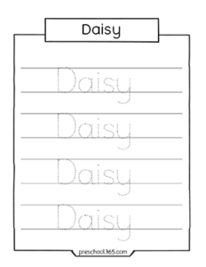 Free Daisy name tracing sheets for preschoolers | Preschool365