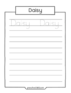 Free Daisy name tracing sheets for preschoolers | Preschool365