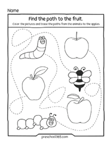 Apple theme Preschool Activity Worksheet L1