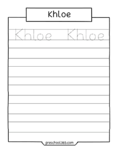 Khloe Preschool Name Tracing Sheet | Preschool365