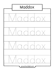 Maddox Preschool Name Tracing Sheet | Preschool365