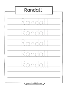 Randall Preschool Name Tracing Sheet | Preschool365