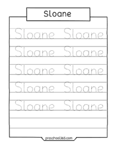 Sloane Preschool Name Tracing Sheet | Preschool365