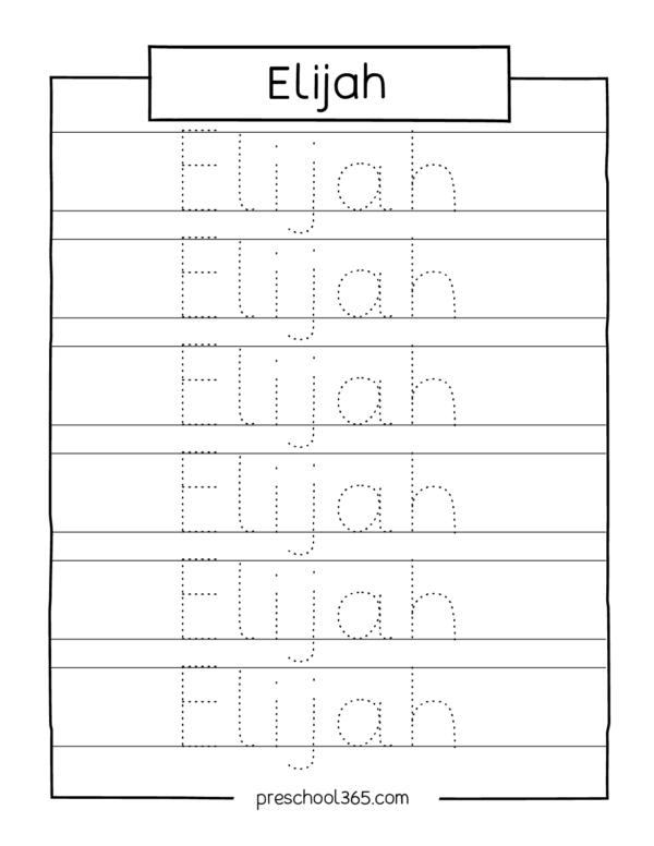 Elijah Alexander Malik Ajani Hannah Selena Saliha Preschool Name ...