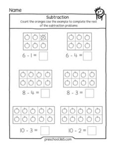 Free take-away worksheets for kindergarten children | Preschool365