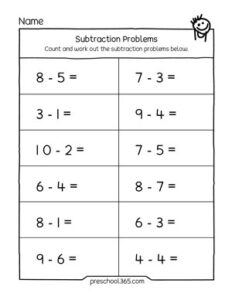 Free take-away worksheets for kindergarten children | Preschool365