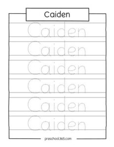 Addison Carter Caiden Zander Kylah Preschool Name Tracing Sheets
