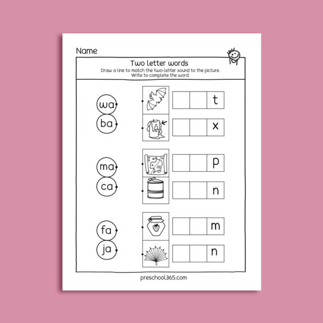 Two-Letter Sound Activity Packet (20 pages of reading, writinge)