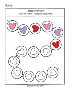 Free preschool valentine's day activity sheets