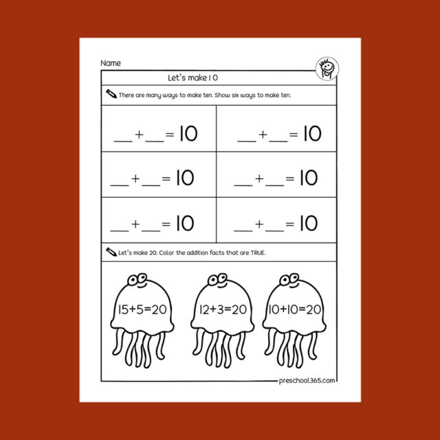 Adding Up To 20 Revision Packet (6-8year-olds)