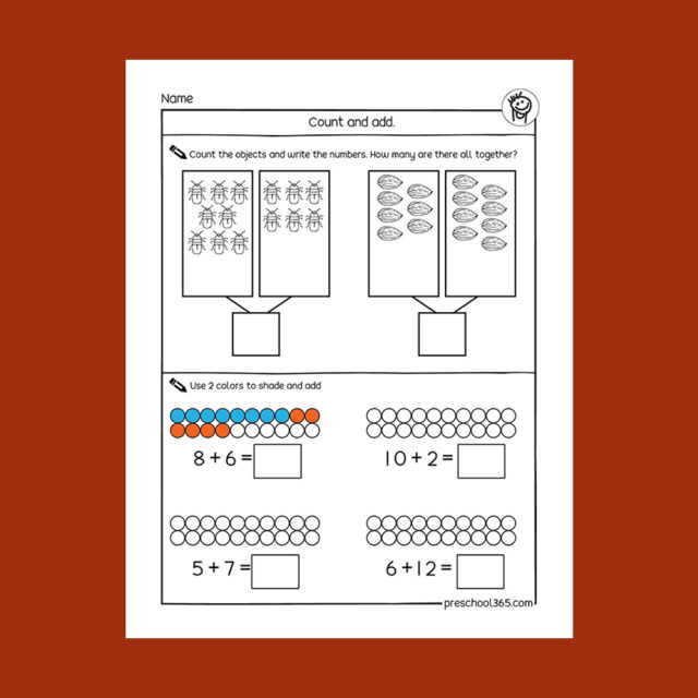 Adding Up To 20 Revision Packet (6-8year-olds)