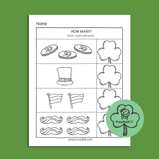 St. Patrick’s Day Activity Pack For Preschool 2-4yrs Olds