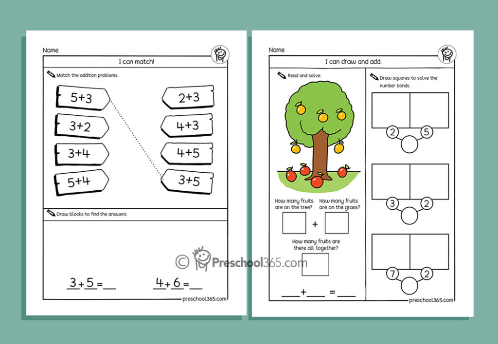 Adding Up To 10 Revision Packet (4-6year-olds)
