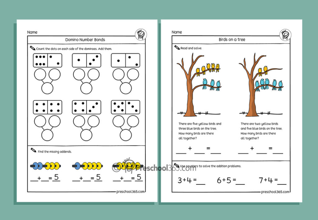 Adding Up To 10 Revision Packet (4-6year-olds)