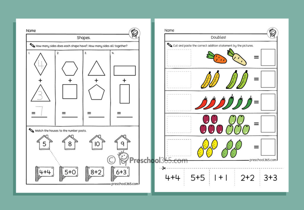 Number addition up to 10 activity packet for 4-6year old children ...
