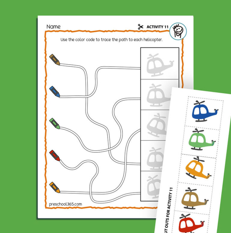 Match, Trace, and Paste Preschool Pre-writing Activity Packet (0-4yrs)