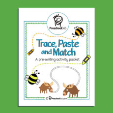 Match, Trace, and Paste Preschool Pre-writing Activity Packet (0-4yrs)