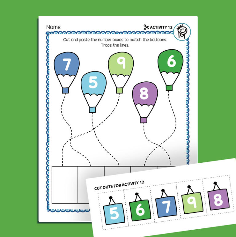 Match, Trace, and Paste Preschool Pre-writing Activity Packet (0-4yrs)