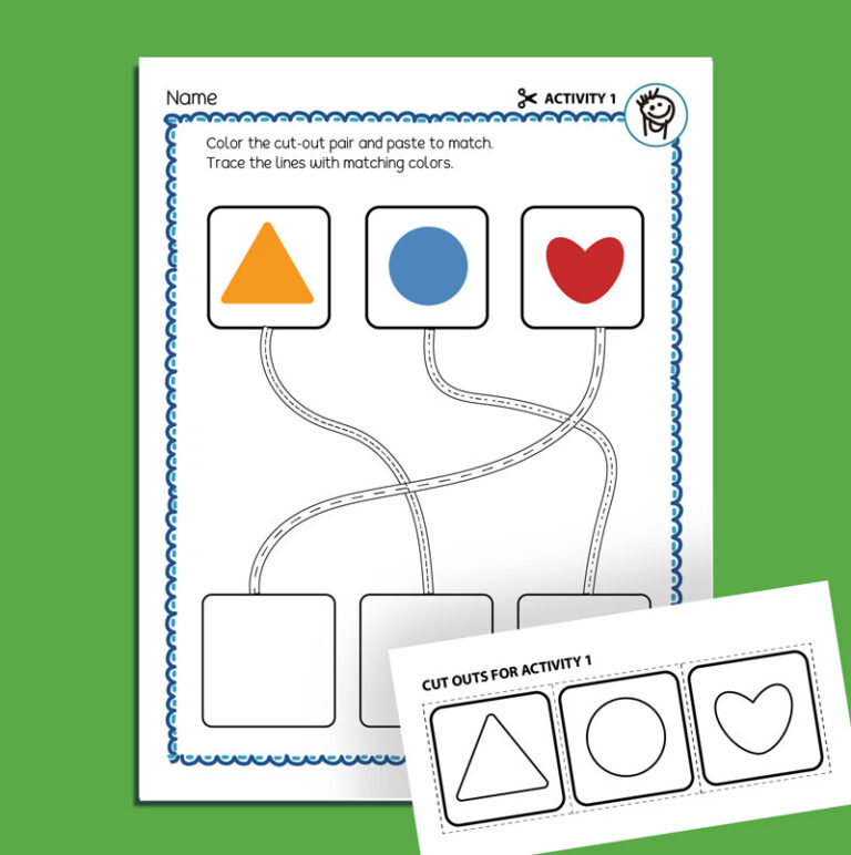 Match, Trace, and Paste Preschool Pre-writing Activity Packet (0-4yrs)