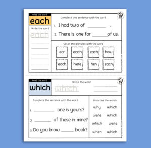 My First 50 Sight Words Packet A