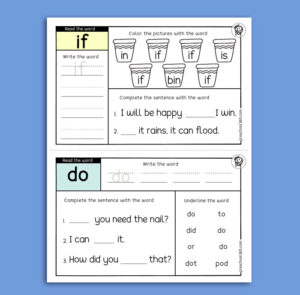 My First 50 Sight Words Packet A