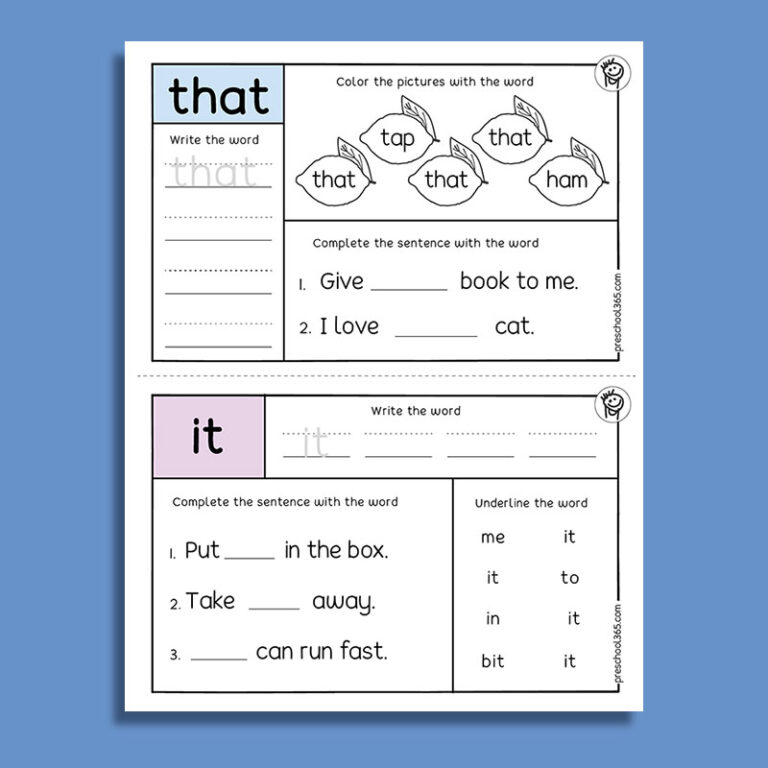 My First 50 Sight Words Packet