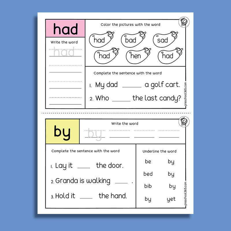 My First 50 Sight Words Packet