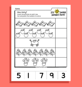 My Summer Number Packet 1 for 3-5yr-olds