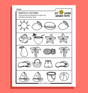 My Summer Number Packet 1 for 3-5yr-olds