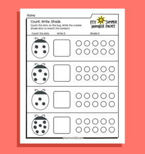 My Summer Number Packet 1 for 3-5yr-olds