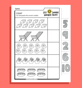 My Summer Number Packet 1 for 3-5yr-olds