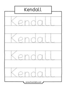 Kendall Giselle Killian Matteo Luke Kai Preschool Name Tracing Sheets ...