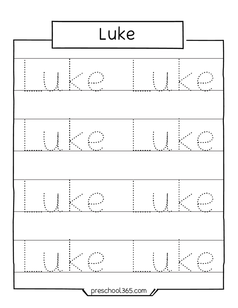 Kendall Giselle Killian Matteo Luke Kai Preschool Name Tracing Sheets ...