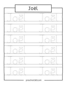 free-preschool-name-tracing-sheet-joel-d | Preschool365