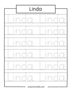 Cadore Linda Name Tracing Sheet