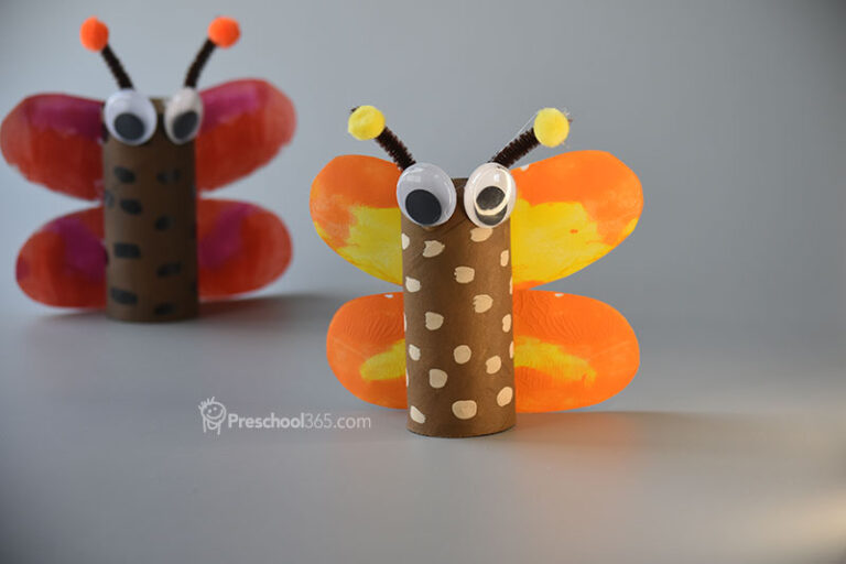 Use t-paper roll to make a pretty spring craft butterfly