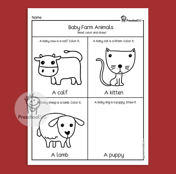My Farm Animals Preschool Activity Packet (18pages)