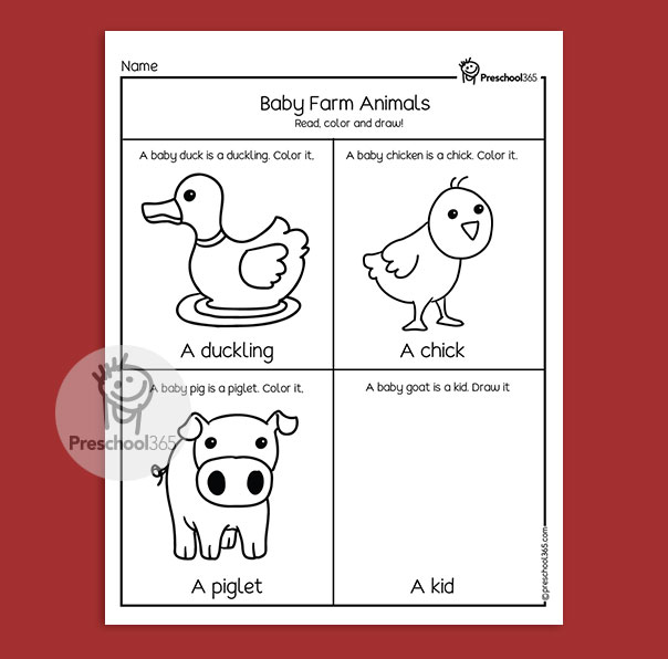 My Farm Animals Preschool Activity Packet (18pages)