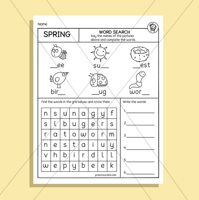 Word Search Activity Packet for Kindergarten (15pages)