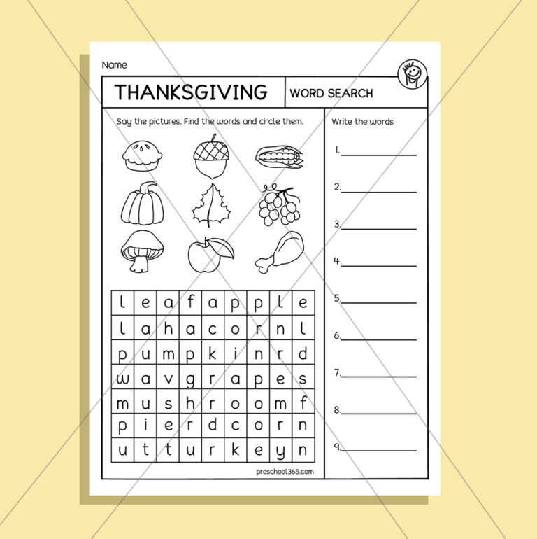 Word Search Activity Packet for Kindergarten (15pages)