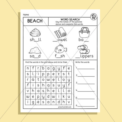 Word Search Activity Packet for Kindergarten (15pages)