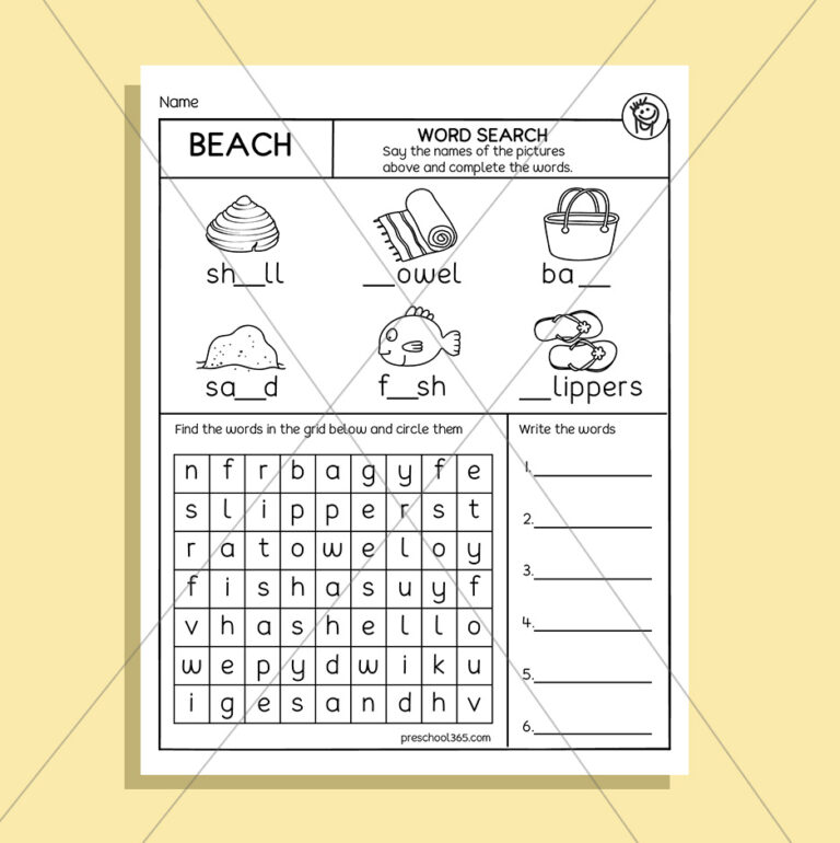 Word Search Activity Packet for Kindergarten (15pages)