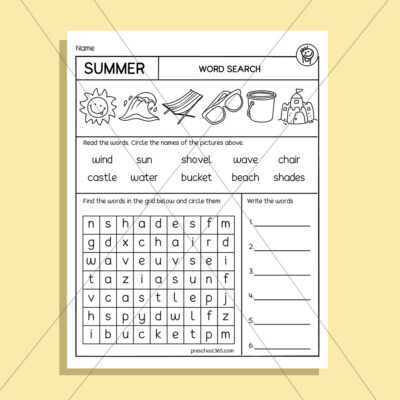 Word Search Activity Packet for Kindergarten (15pages)