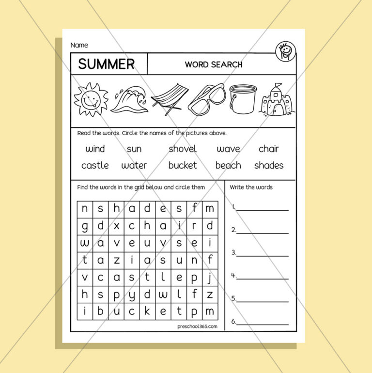 Word Search Activity Packet for Kindergarten (15pages)